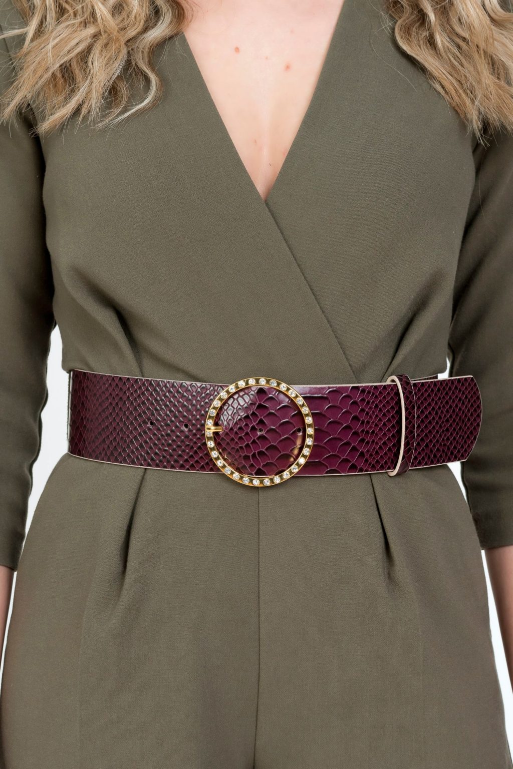 Curea dama din piele naturala bordo Claudia - Mabotex Shop